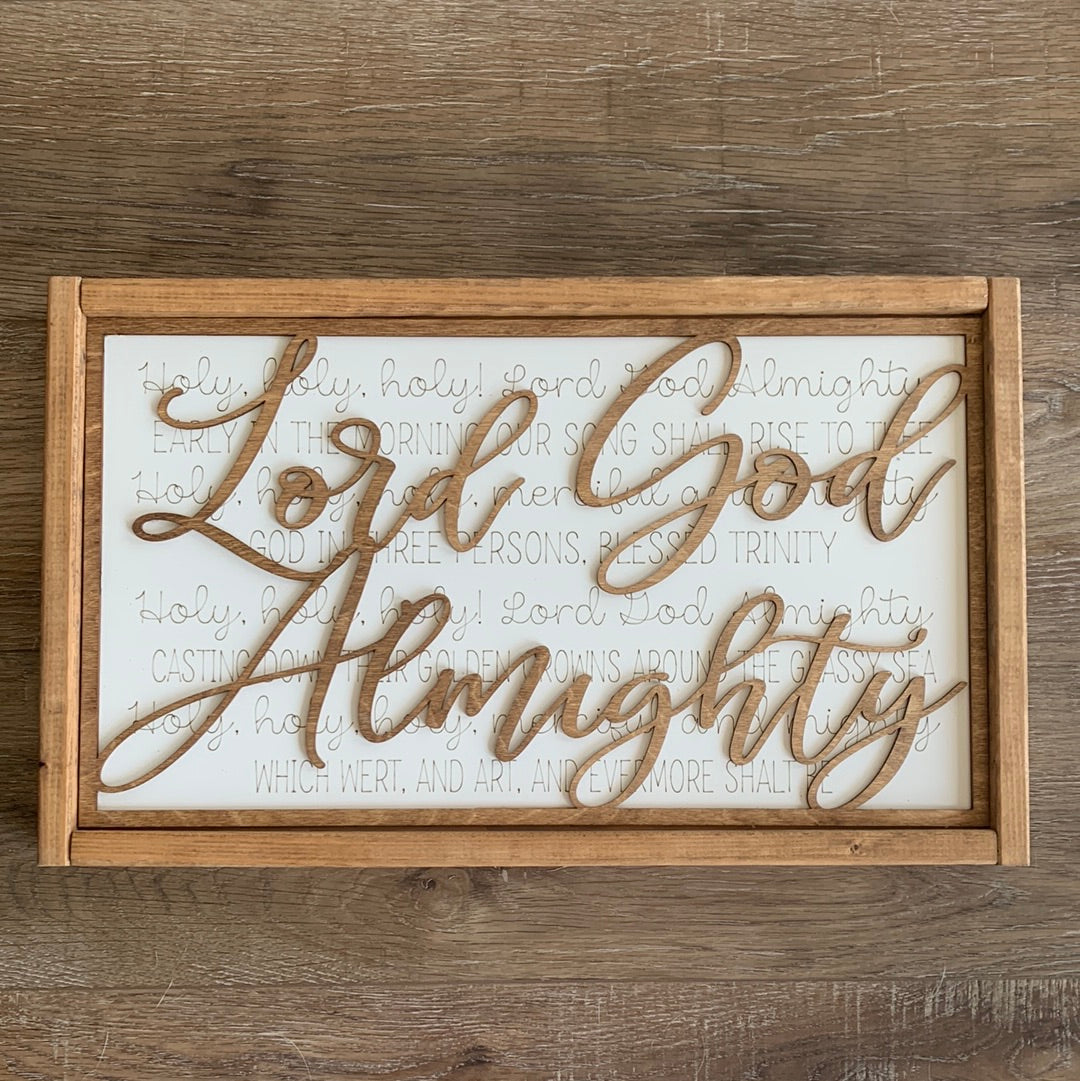 Lord God Almighty Framed Sign – Blue Daisy Dreamer